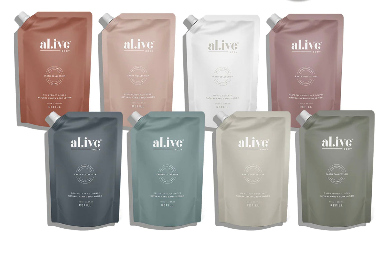 Alive Body 1Ltr Lotion Refills – Willow & Fli